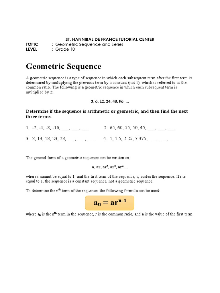 Activity 4 - Geometric Sequence | PDF | Elementary Mathematics | Calculus Activity 4 - Geometric Sequence | PDF | Elementary Mathematics | Calculus