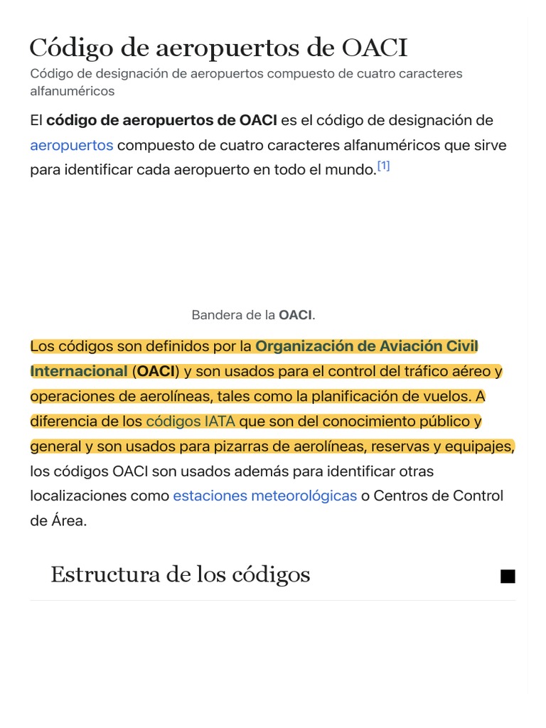 Código de Aeropuertos OACI | PDF | Convenciones de nombres ...
