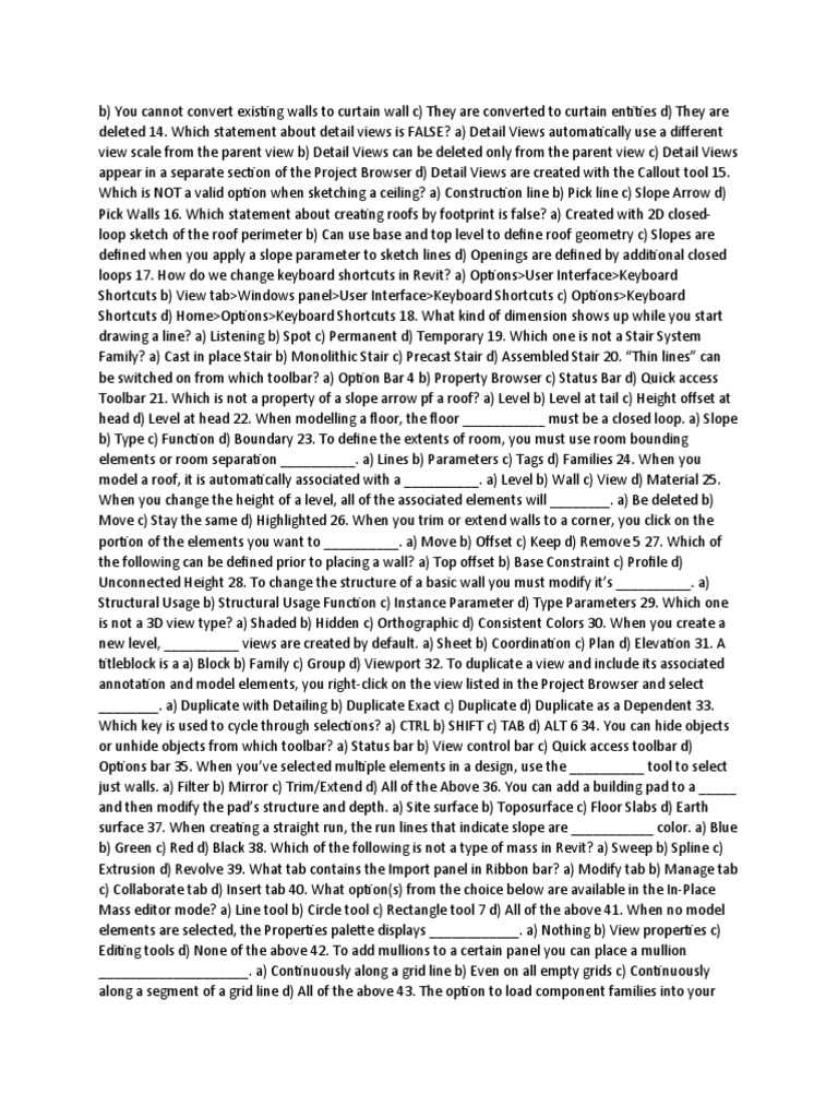 Revit interview questions and answers | PDF | Autodesk Revit | Wall