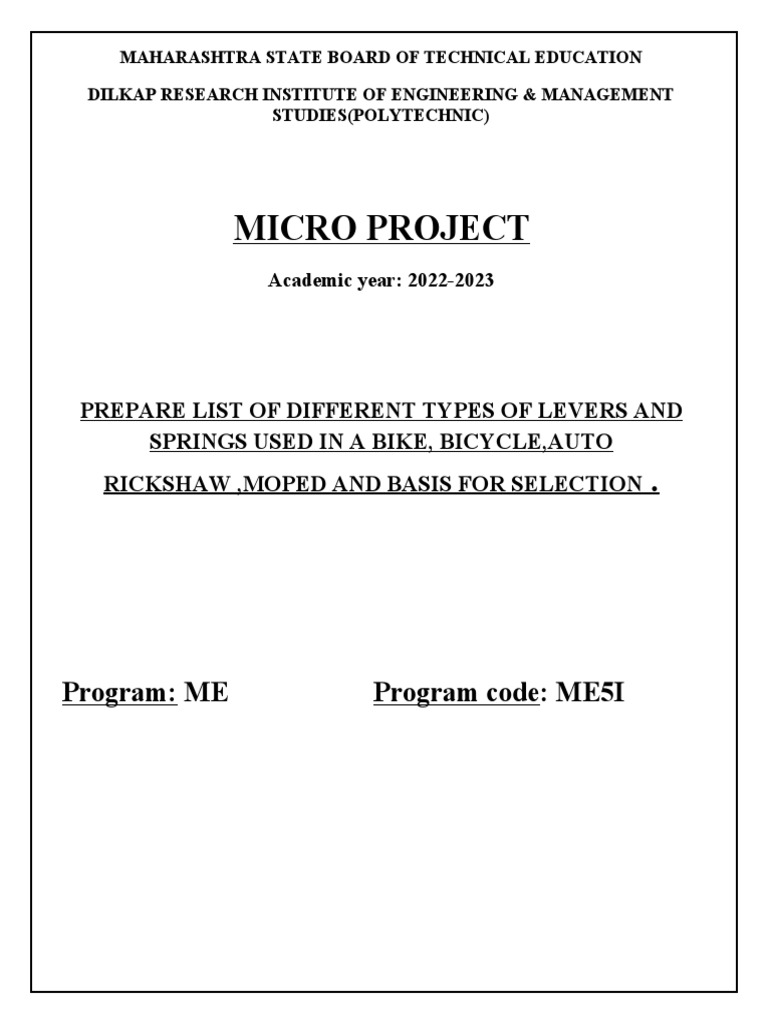 Micro Project Format | PDF | Vehicles | Vehicle Technology