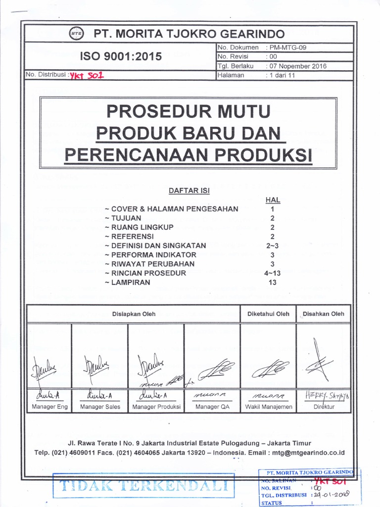 Prosedur Mutu Produk Baru Dan Perencanaan Produksi | PDF