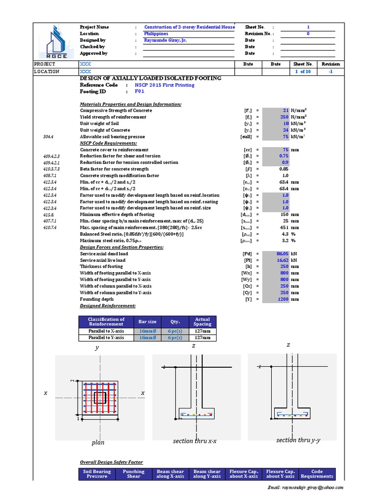 NSCP 2015 Footing Design Specifications | PDF | Bending | Mechanics