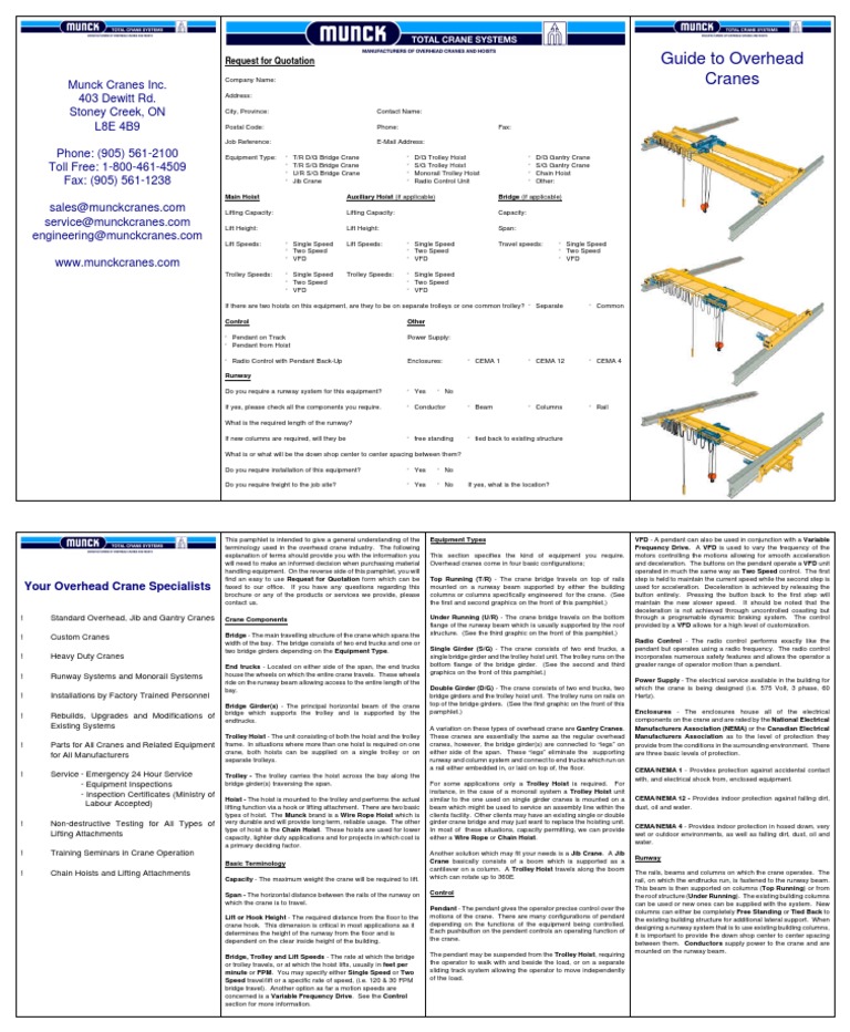Guide To Overhead Cranes | PDF | Crane (Machine) | Elevator
