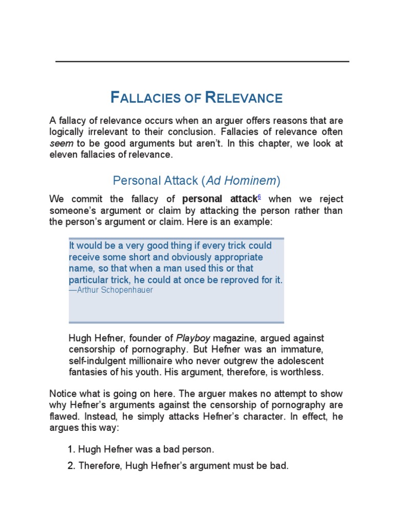 Fallacies of Relevance | PDF | Fallacy | Argument