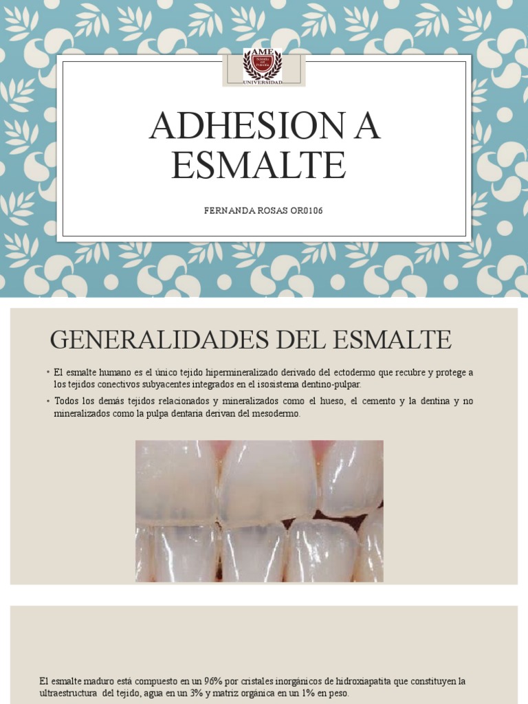 Adhesión al Esmalte Dental: Técnicas y Beneficios | PDF | Esmalte de ...