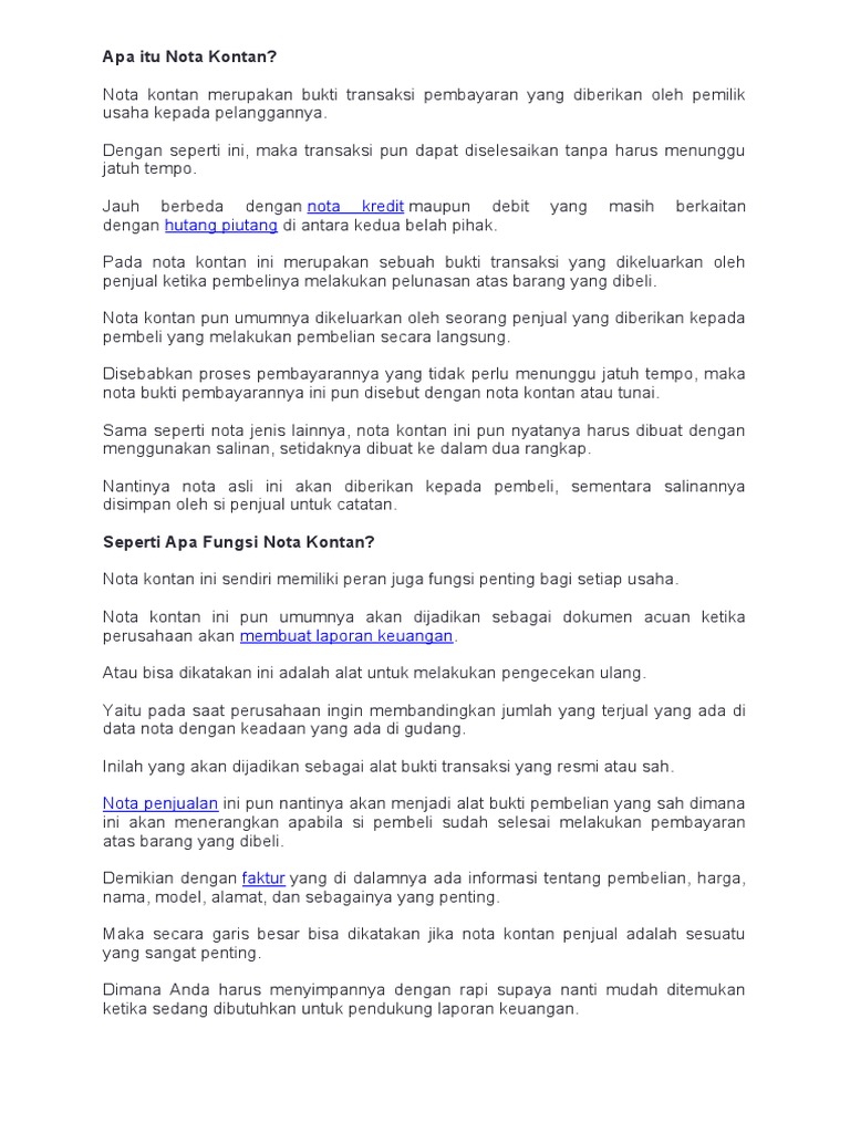 Apa Itu Nota Kontan | PDF