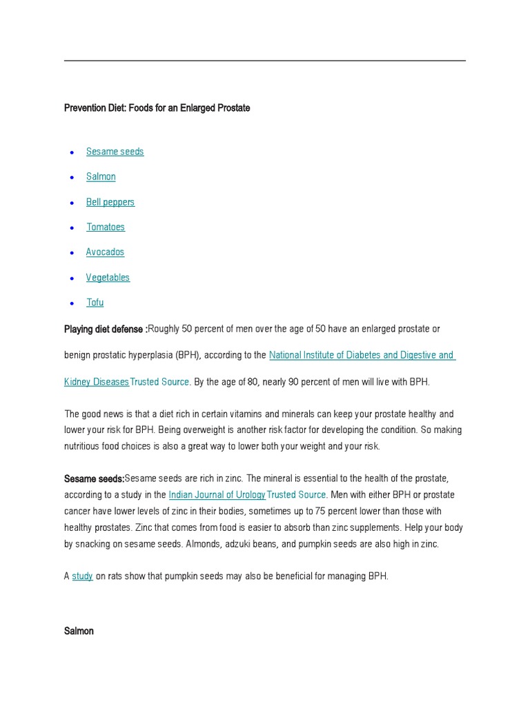 Prevention Diet for Enlarged Prostate: Foods to Eat | PDF | Prostate ...