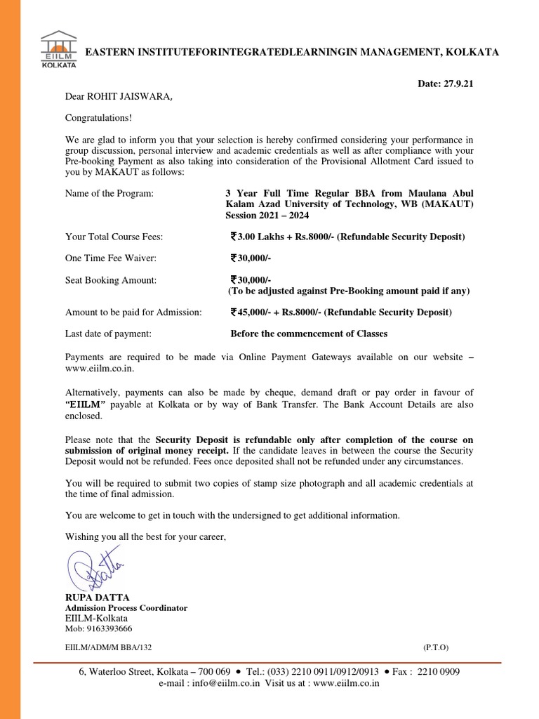 Offer Letter | Download Free PDF | Payments | Financial Services