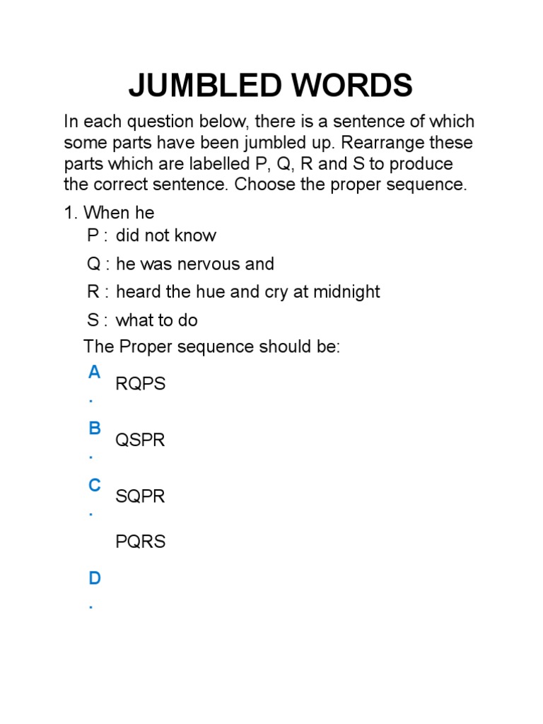 Jumbled Words & Sentences | PDF