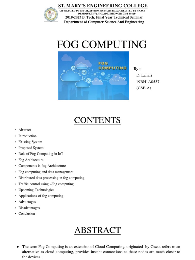 Final Fog Computing | PDF | Internet Of Things | Cloud Computing