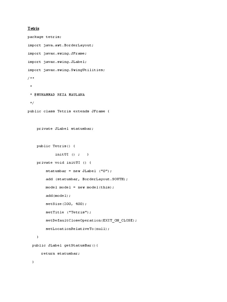 Source Tetris | Download Free PDF | Object Oriented Programming | Programming Paradigms