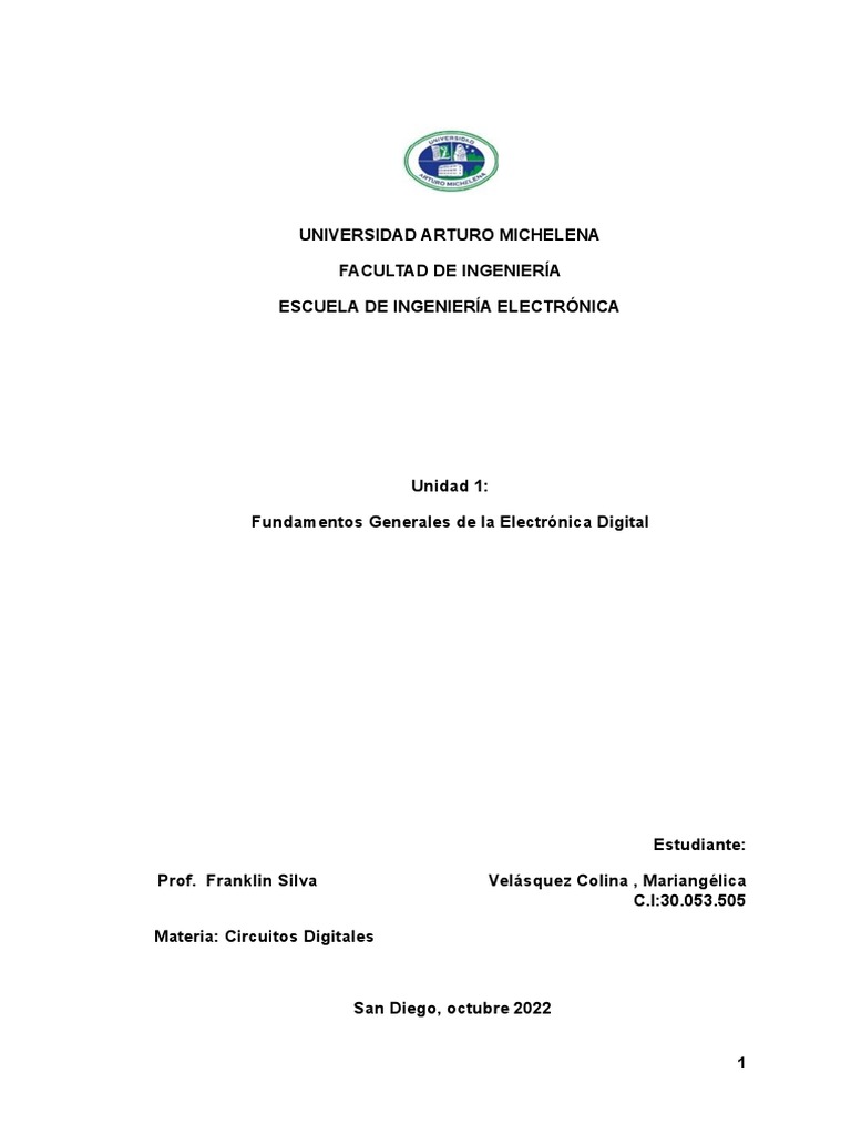 Unidad 1 - Fundamentos Generales de La Electrónica Digital | PDF ...
