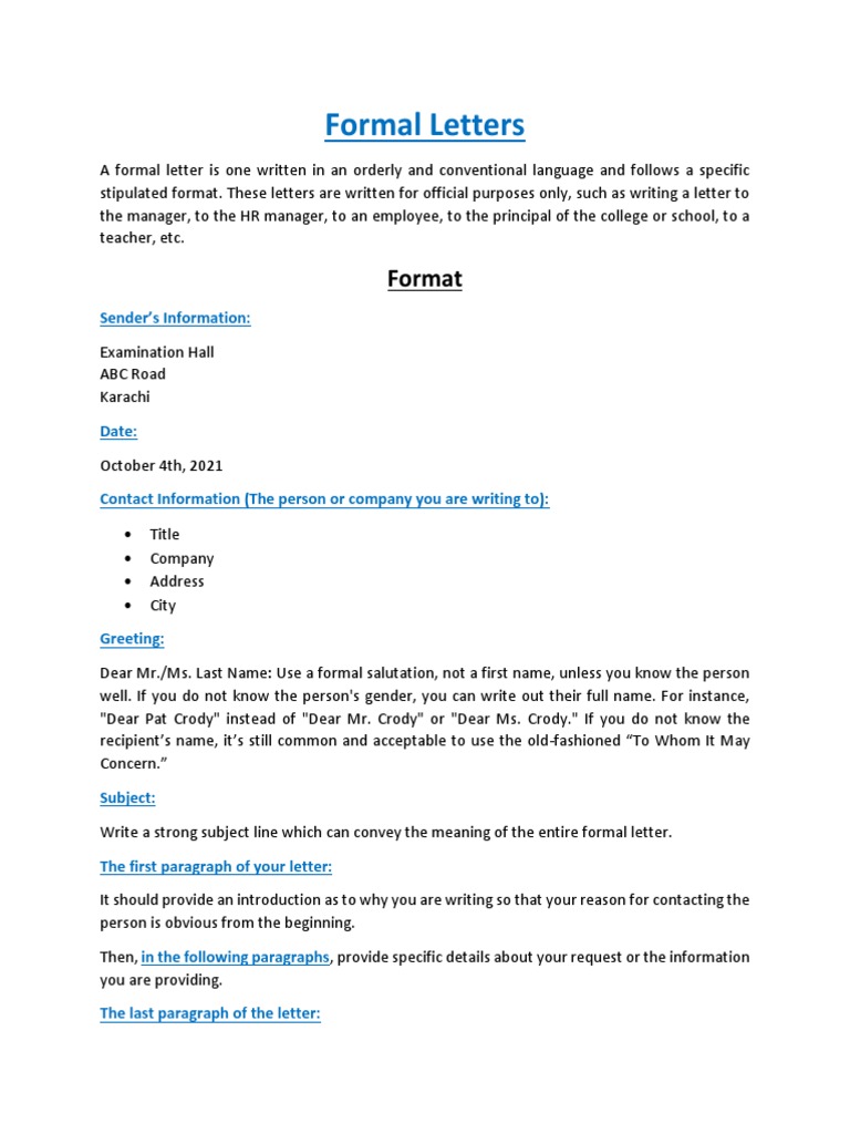 Formal Letters | PDF