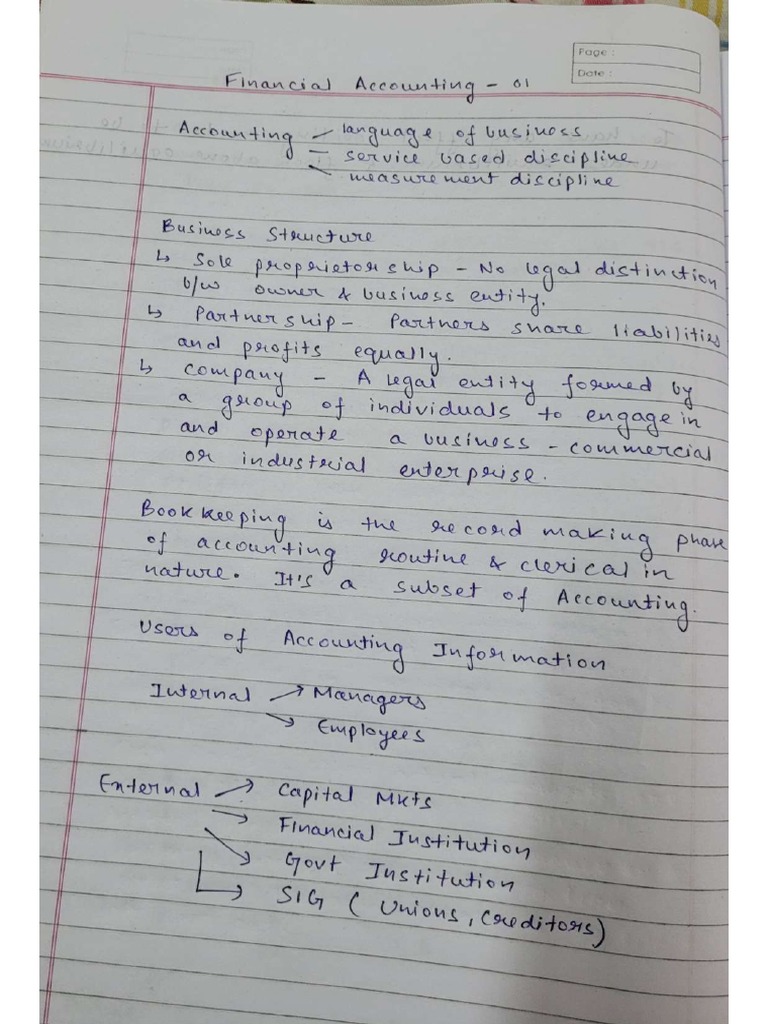 Financial Accounting Short Notes | PDF