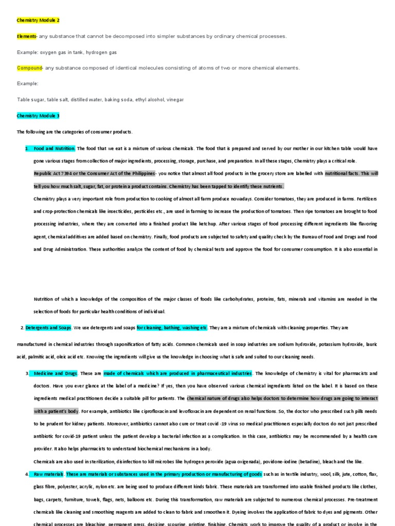 Chemistry Module 2 3 Reviewer | PDF | Foods | Chemistry