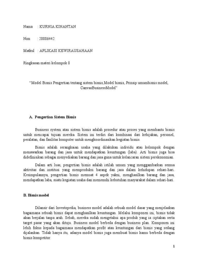 Ringkasan KLP 8 - APLIKASI KWU | PDF | Bisnis