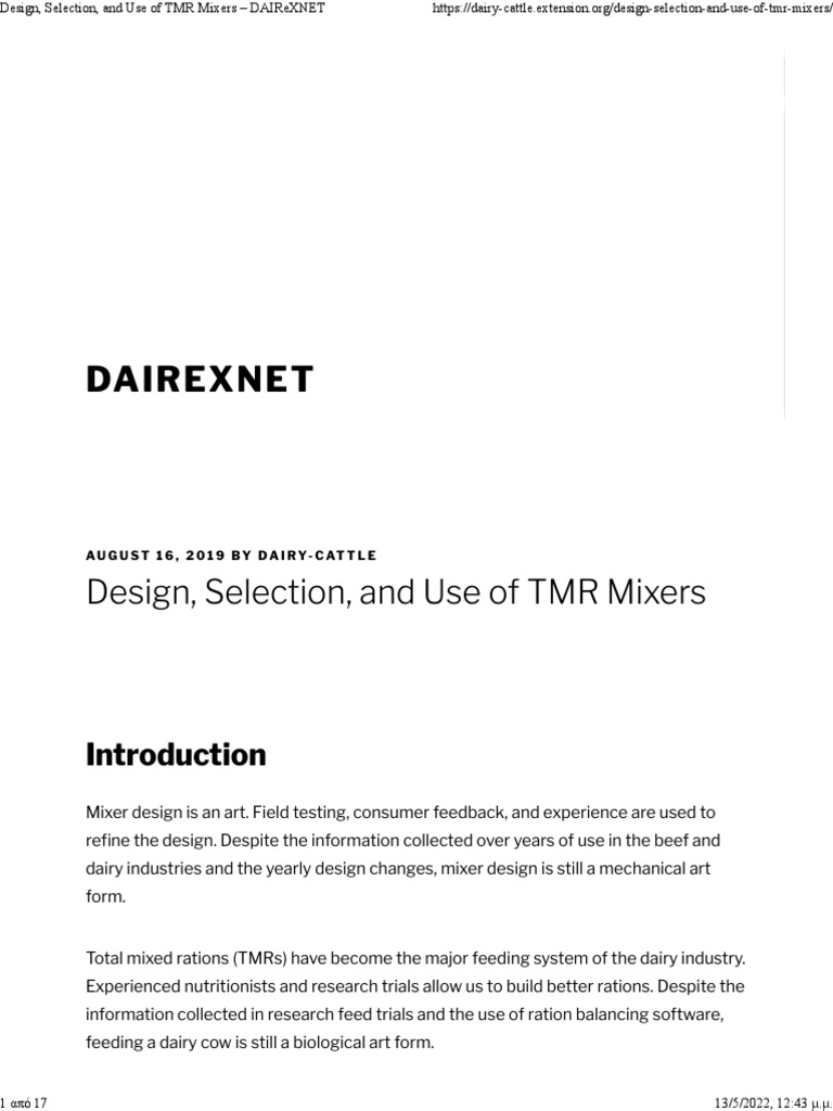 TMR Mixer Design and Selection Guide | PDF | Hay | Density