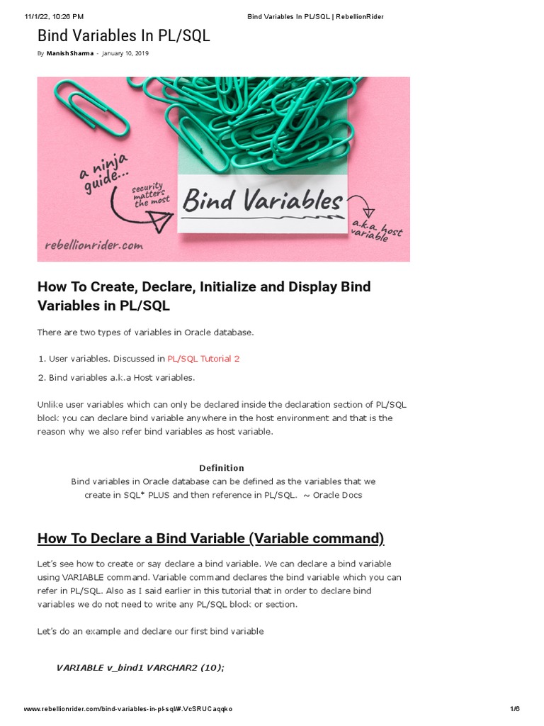 6 Bind Variables In Pl Sql Rebellionrider Pdf Plsql Computing 6467