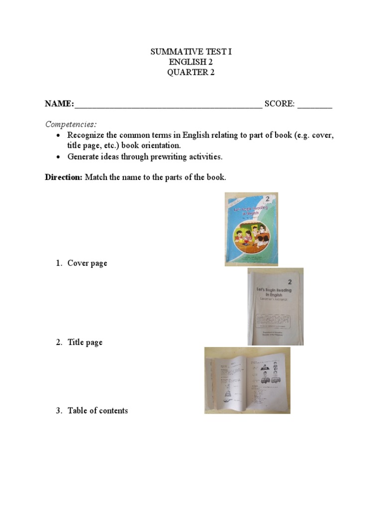 Summative Test I English 2 Q2 Pdf