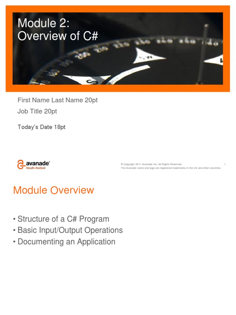 Avanade Capability - NET - CSharp - Module 2 - Overview of CSharp | PDF ... Avanade Capability - NET - CSharp - Module 2 - Overview of CSharp | PDF ...