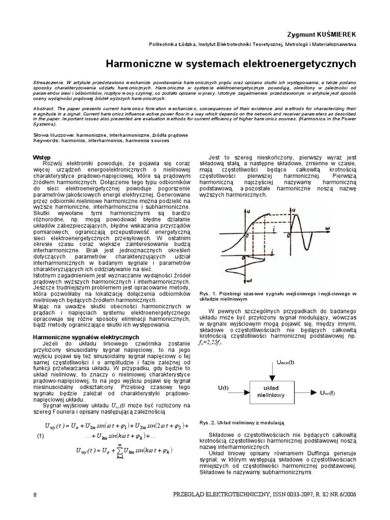 Harmoniczne W Systemach Elektroenergetycznych | PDF