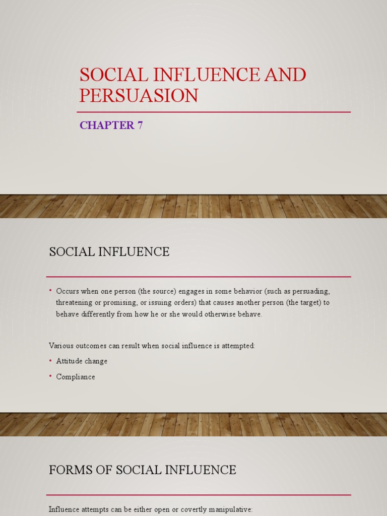 Social Influence vs. Persuasion Explained | PDF | Persuasion | Attitude ...