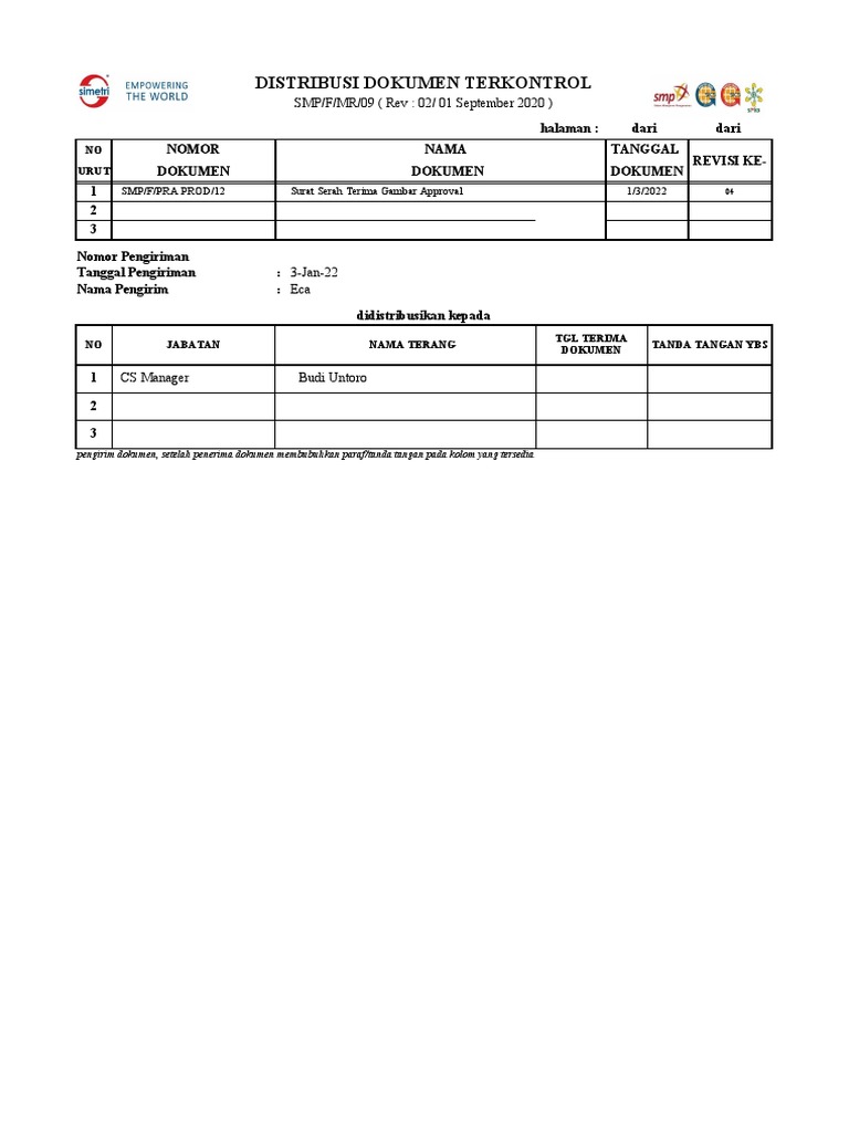 Contoh Form Serah Terima Dokumen | PDF