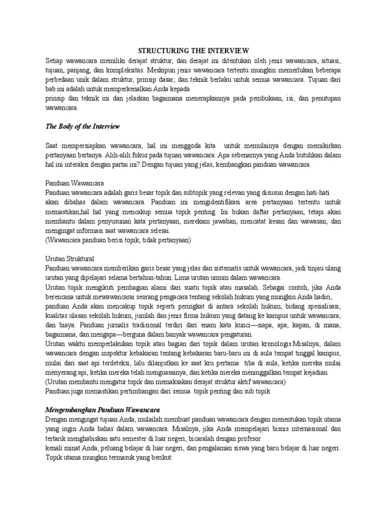 Structuring The Interview | PDF