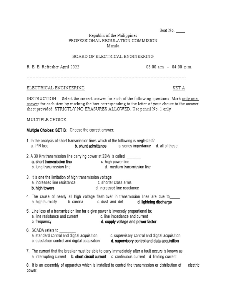 Apr 2022 EE Board Exam Refresher Part5 | PDF | Electric Power ...