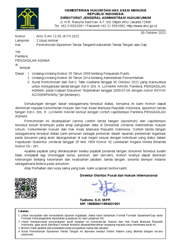 Surat - Pengantar - AHU.5.AH.12.05.-8173 2022 | PDF