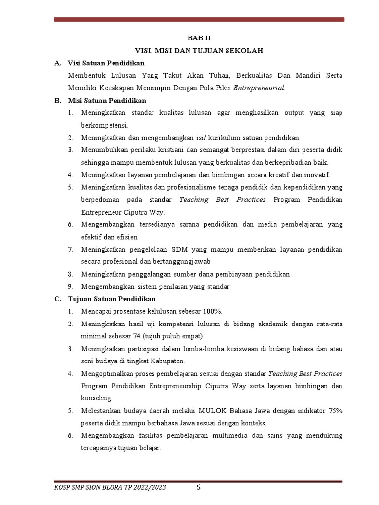 Visi Misi Dan Tujuan Bab Ii | PDF