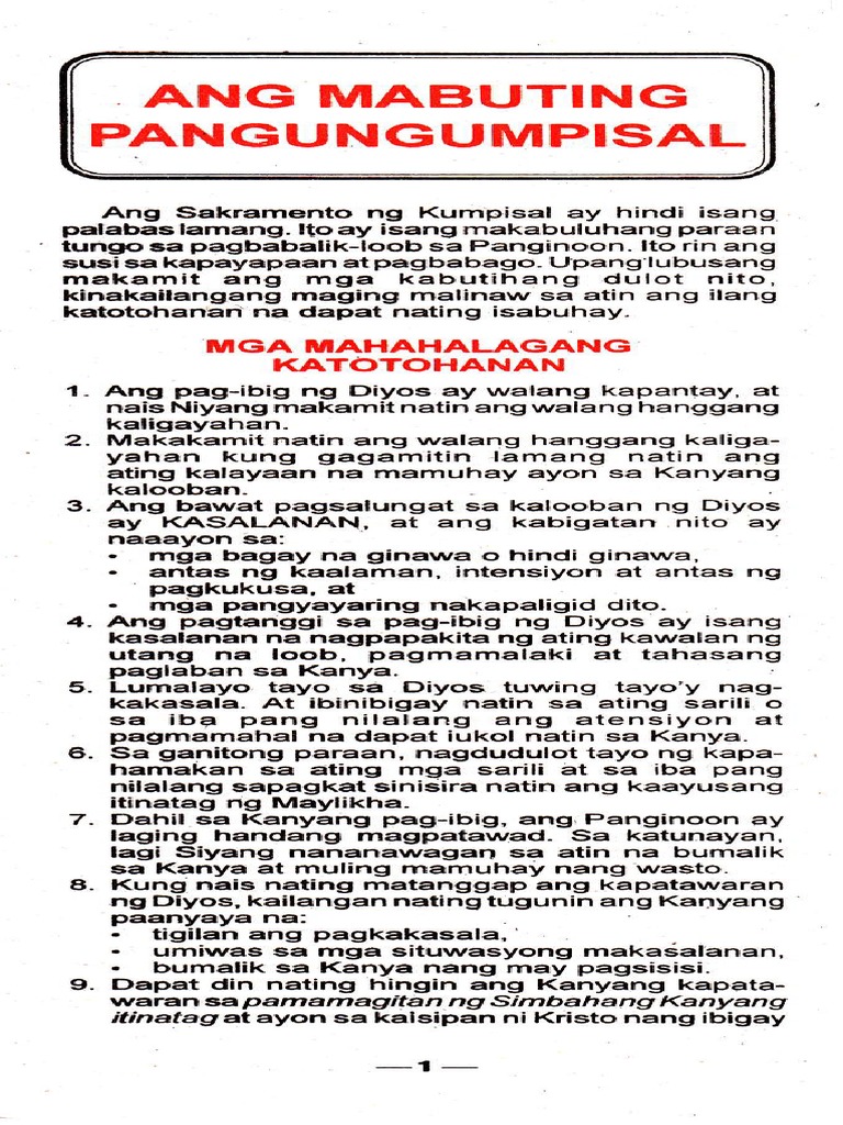 Pangungumpisal, Ang Mabuting (Tagalog Ver) | PDF