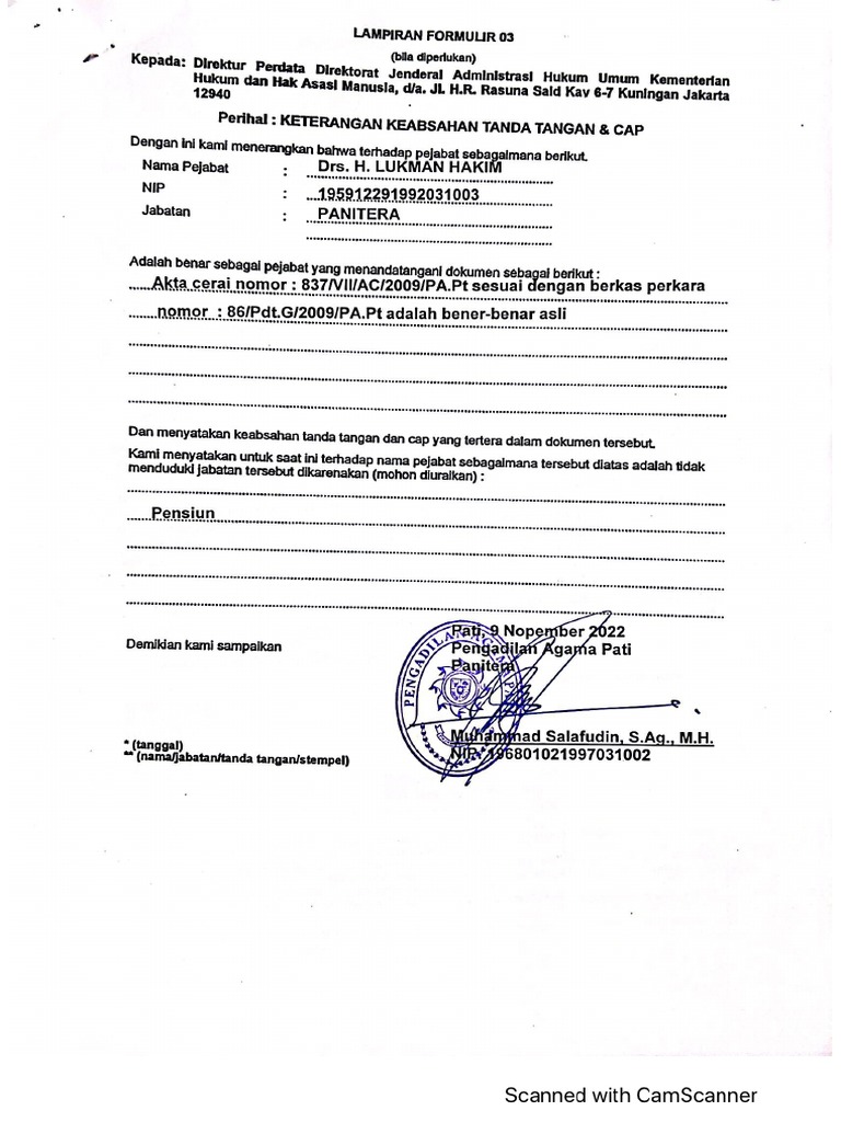 Keterangan Keabsahan Tangan Tangan Dan Cap | PDF