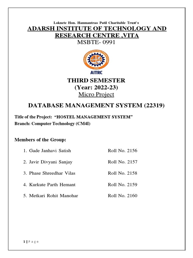 Dbms Microproject Pdf Databases System