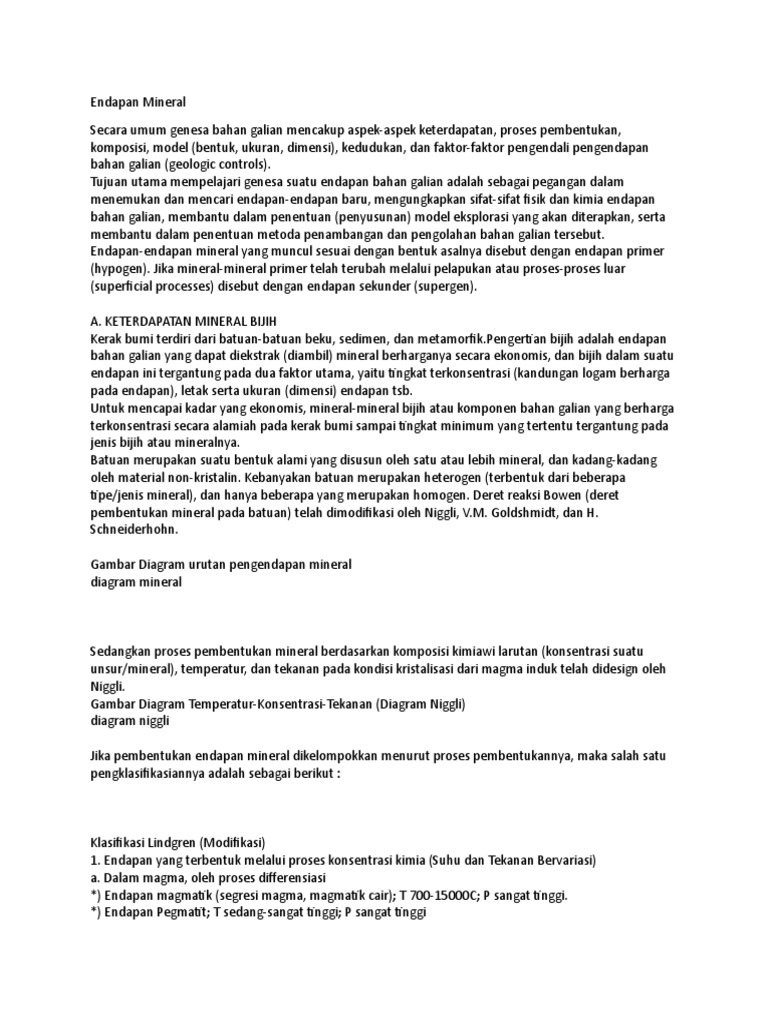 Proses Pembentukan dan Klasifikasi Endapan Mineral | PDF