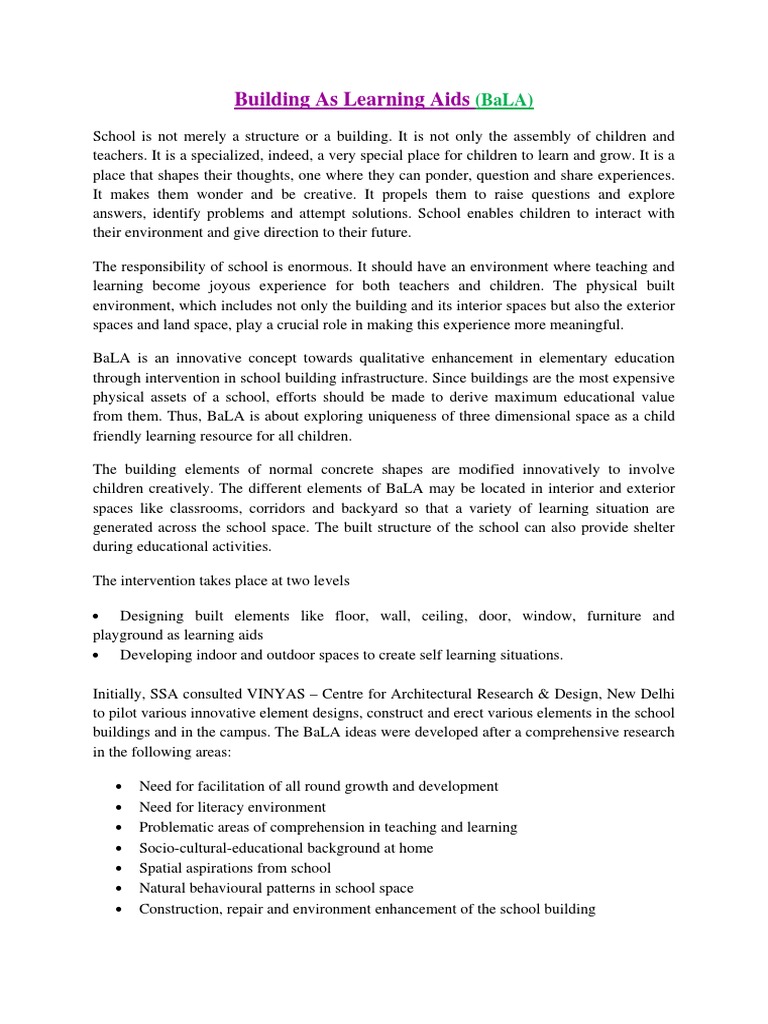Building As Learning Aids (BaLA): An Innovative Concept for Enhancing ...