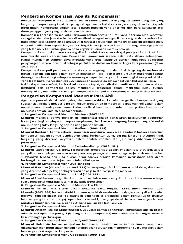 Pengertian Kompensasi | PDF