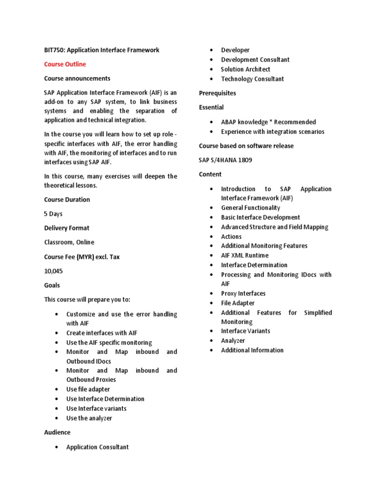 BIT750 Application Interface Framework_0 | PDF | Application Software | Software Framework