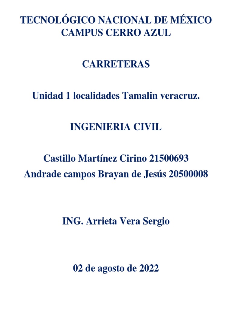 Datos Geográficos de Tamalín, Veracruz | PDF