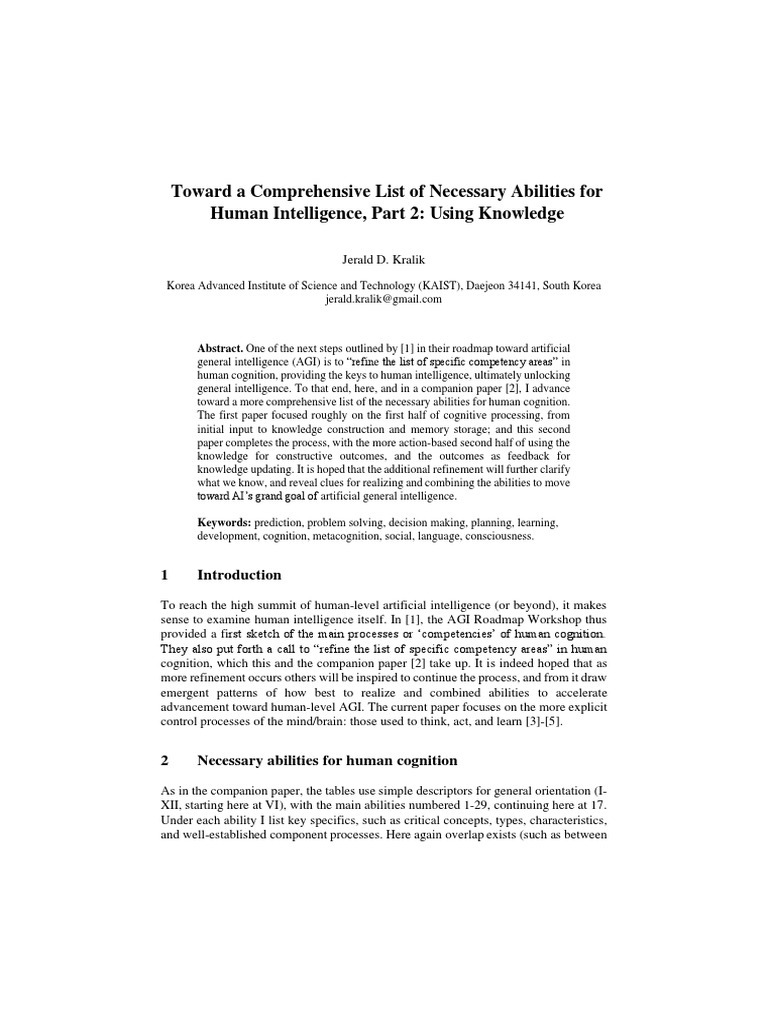 Kralik Human Intelligence Part 2 | PDF | Metacognition | Learning