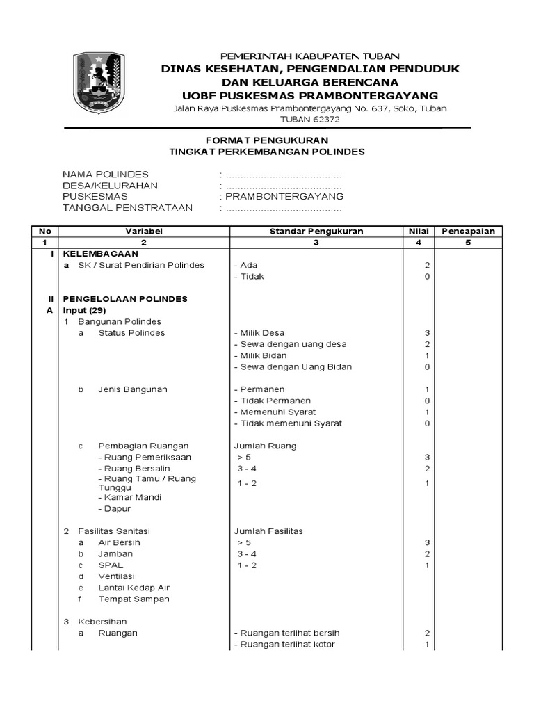 Format Penilaian Strata Polindes 2022 | PDF