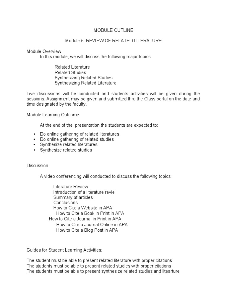 MODULE 4. Review of Related Literature | PDF