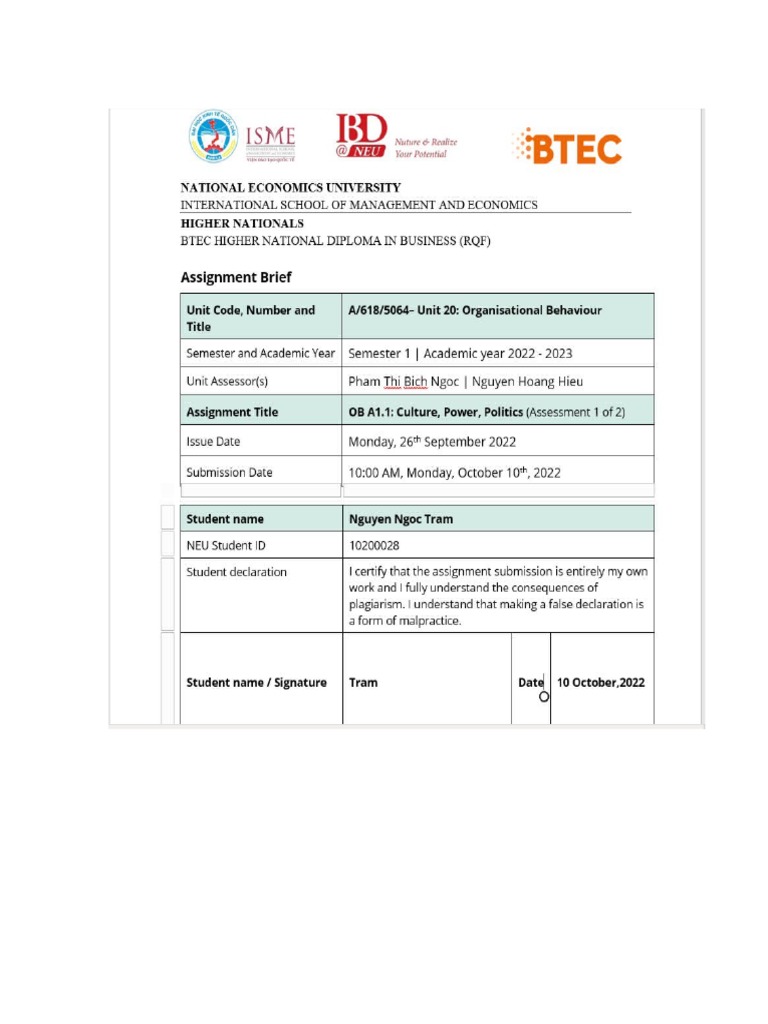 OB Asm 1 | PDF | Organizational Culture | Incentive