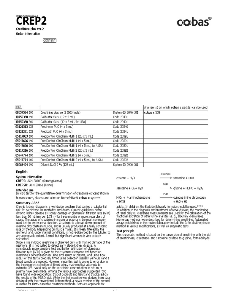 Insert CREP2 0008057524190c503 V2 en | PDF | Creatinine | Medical ...
