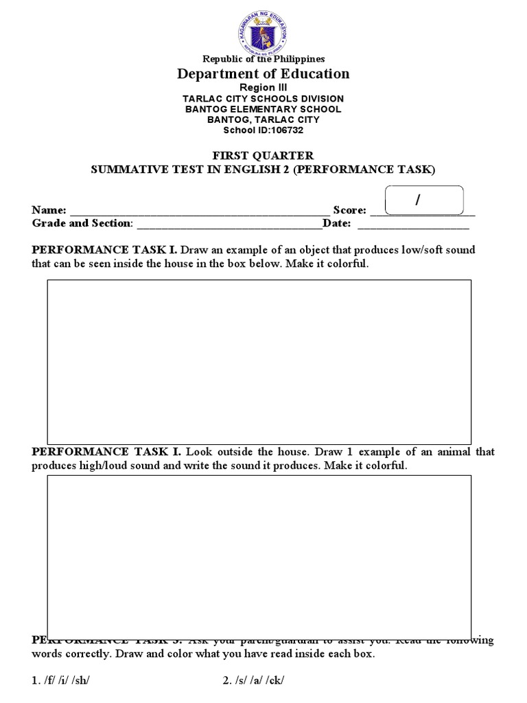 Grade 2 q1 Performance Task | PDF
