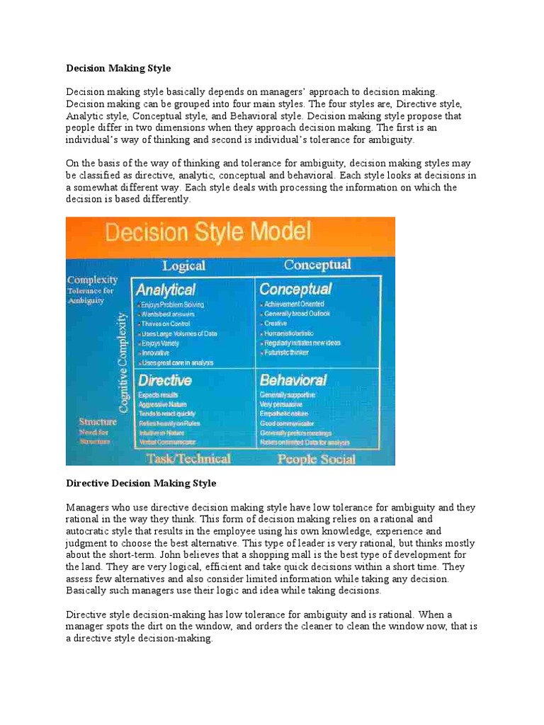 Decision Making Styles | PDF | Decision Making | Science