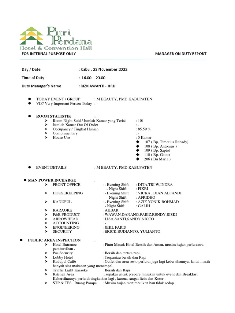 Mod Report Rizkia 23 Nov 2022 | PDF