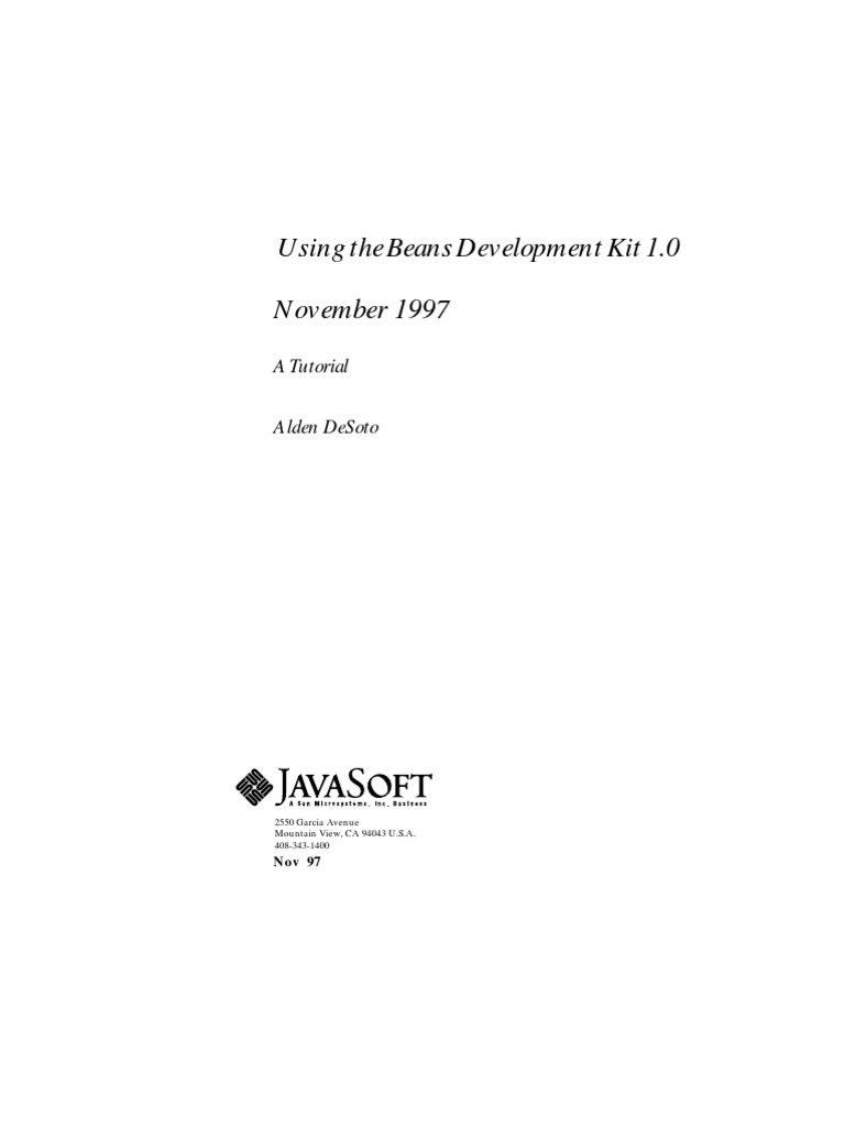 JavaBeans Development Kit Tutorial | PDF | Java (Programming Language ...