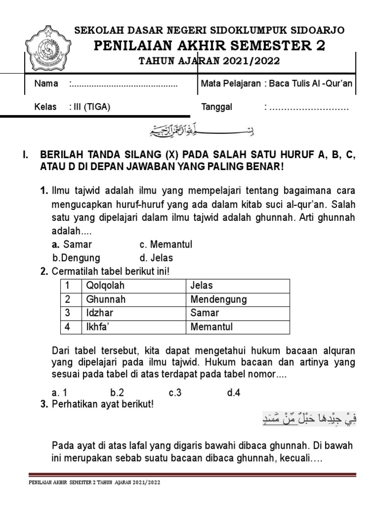 Pas 2 BTQ Kelas 3 | PDF | Seni & Disiplin Bahasa | Kajian Bahasa Asing