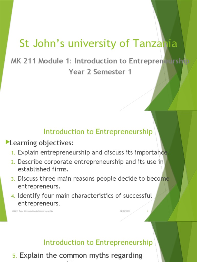 MK 211 Module 1 Introduction To Entrepreneurship | PDF ...